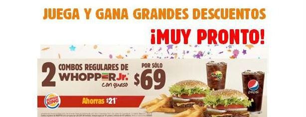 Promoción Burger King: juega y gana distintos descuentos - Ganapromo