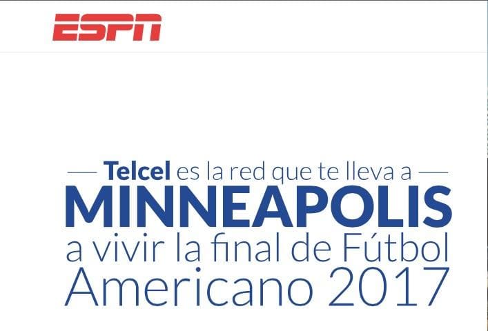 Promoción Espn Telcel Gana Viaje Al Super Bowl En Mx Ganatelcel Ganapromo