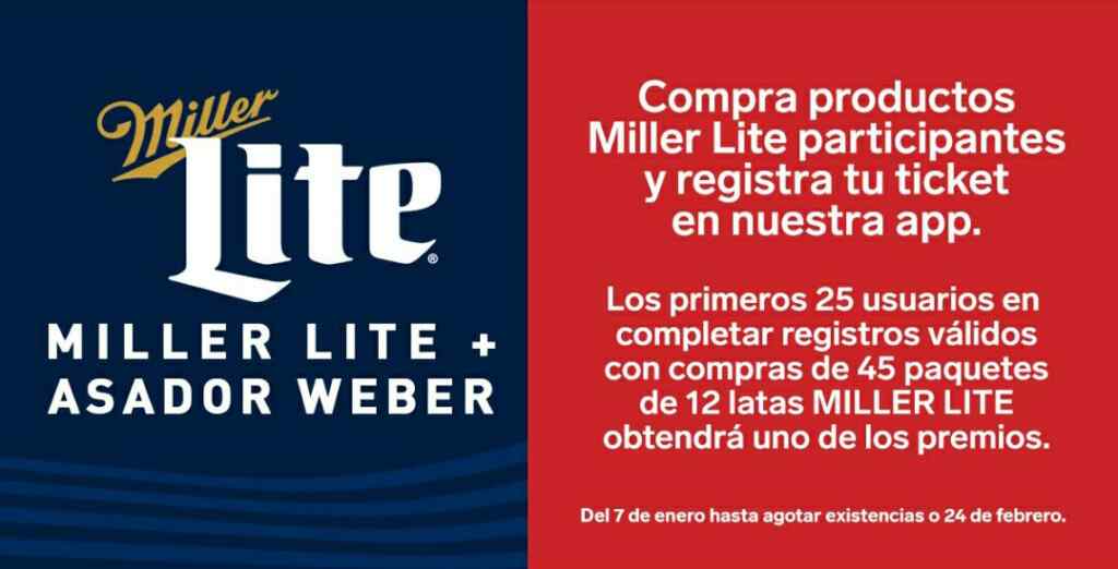 Promo 7-Eleven Miller Lite 2021: Gana un asador Weber + bufanda - Ganapromo