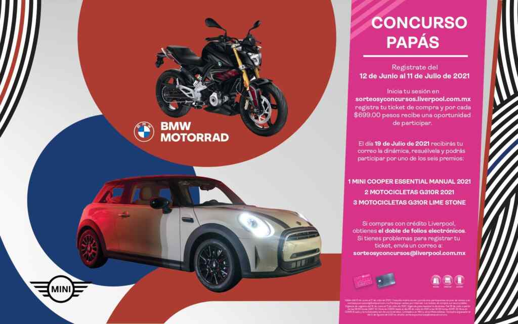 Concurso Liverpool Día Del Padre 2021 Gana Auto Mini Cooper O Motocicletas En Sorteosyconcursos