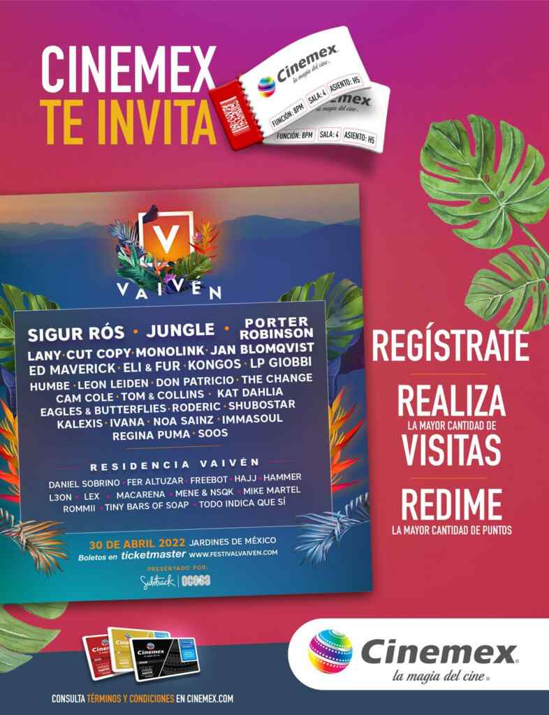 Concurso Cinemex: Gana boletos dobles VIP al Festival Vaivén 2022 ...