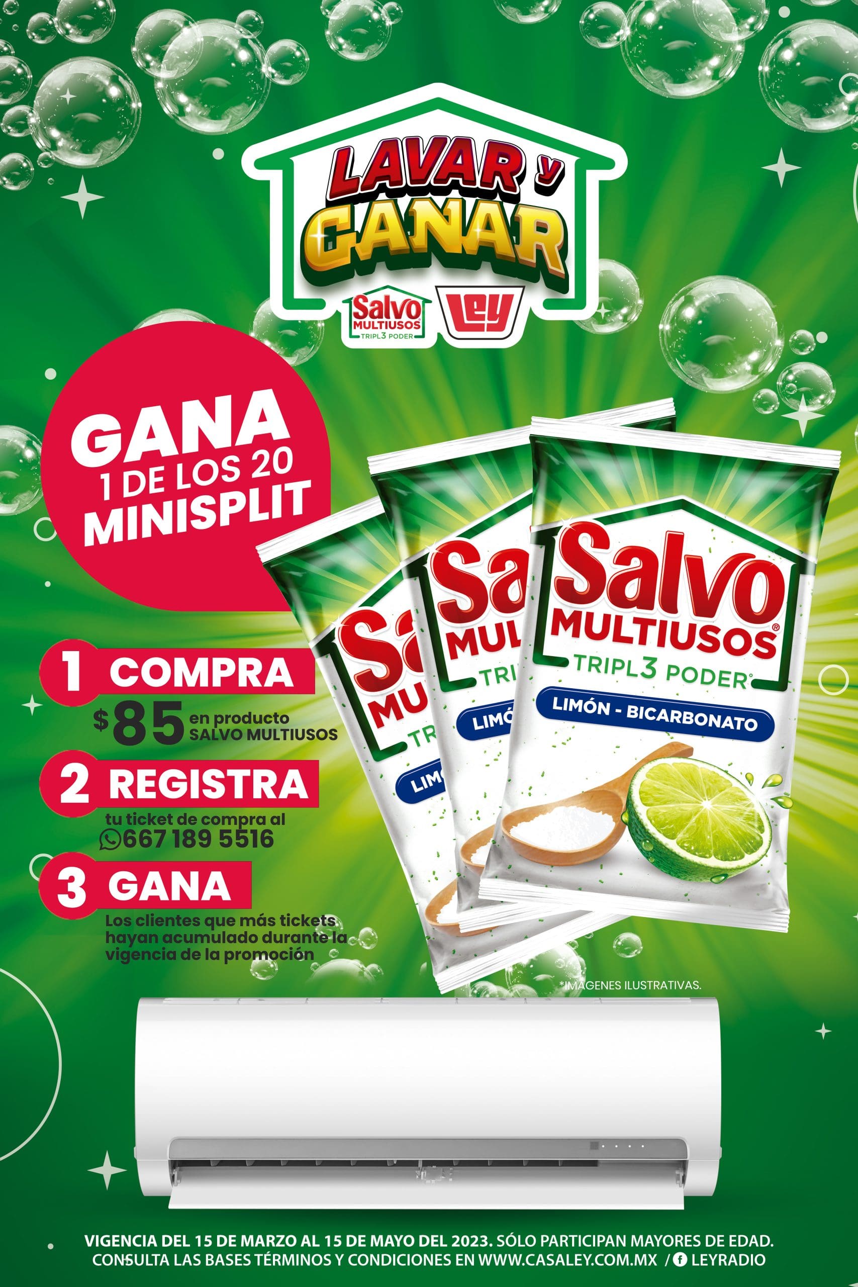 Promoción Lavar Y Ganar De Salvo Y Casa Ley Gana 1 De 20 Minisplits Ganapromo