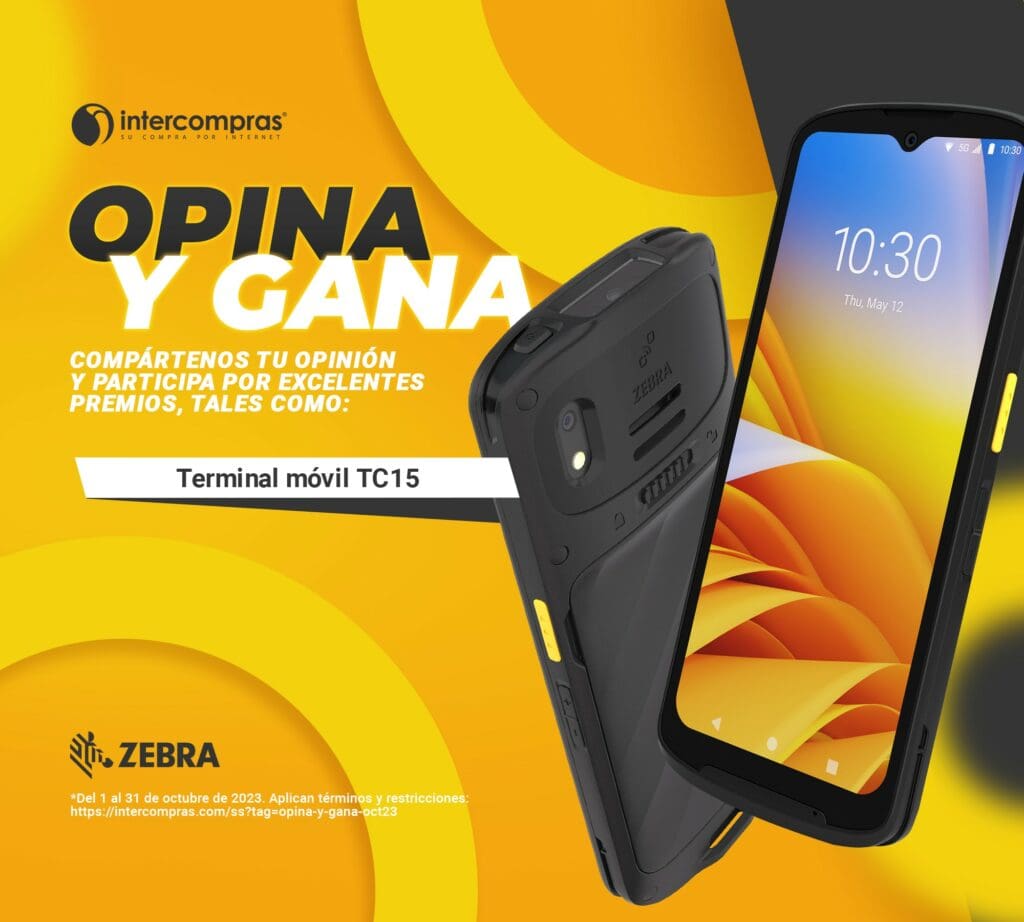 Opina y gana Intercompras: Gana una terminal Móvil Zebra TC15 - Ganapromo