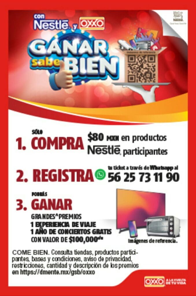 Promoción Oxxo Nestlé Ganar Sabe Bien 2024: Gana pantallas y hasta un viaje de $150,000 - Ganapromo