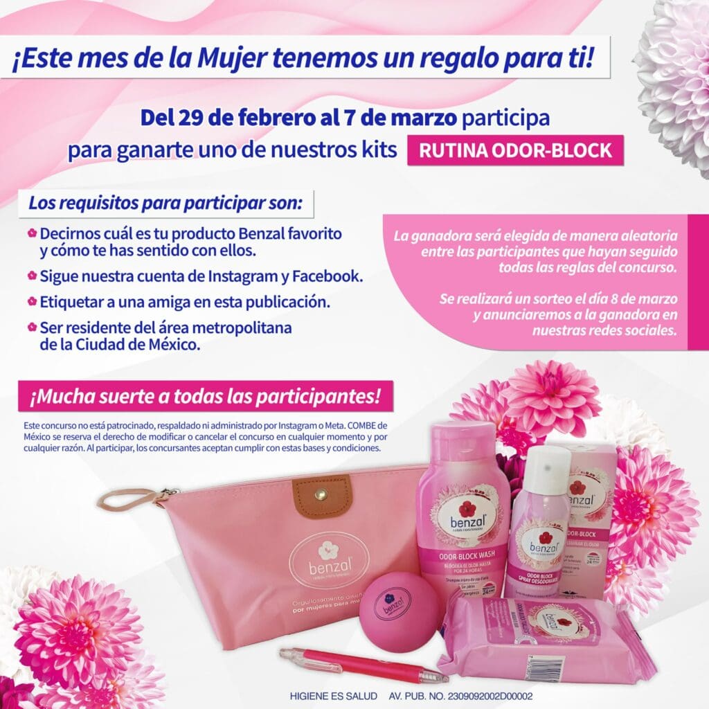 Concurso Benzal Mes de la Mujer: Gana un kit rutina Odor Block - Ganapromo