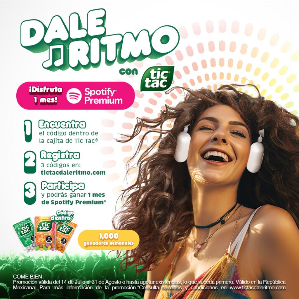 Promoción Dale Ritmo con Tic Tac 2025: Gana 1 de 6,000 códigos de ...