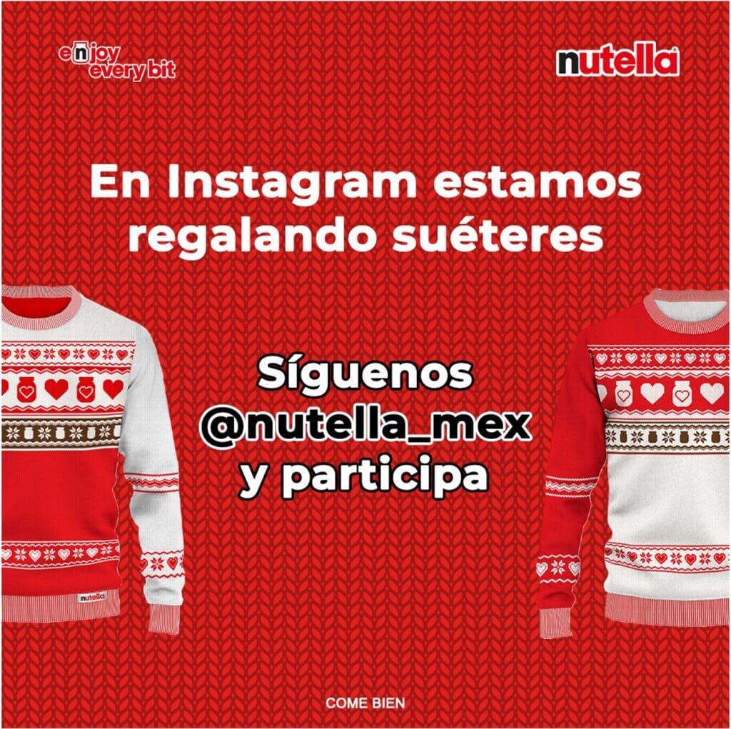 Promoción Nutella Navidad 2025: Gana 1 de 500 suéteres Navideños ...